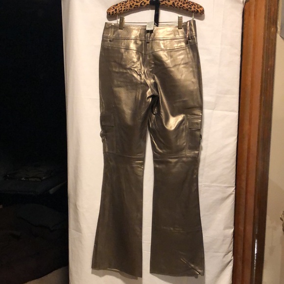 Cache | Pants & Jumpsuits | Cache Dark Gold Butter Leather Lined Cargo ...